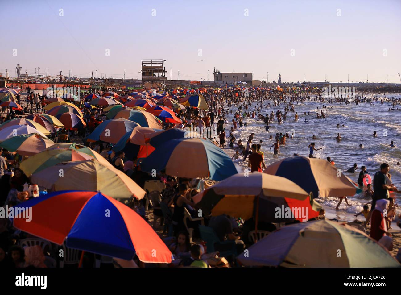 Gaza City. Palestine. 10th June 2022. Hundreds of Palestinian people ...