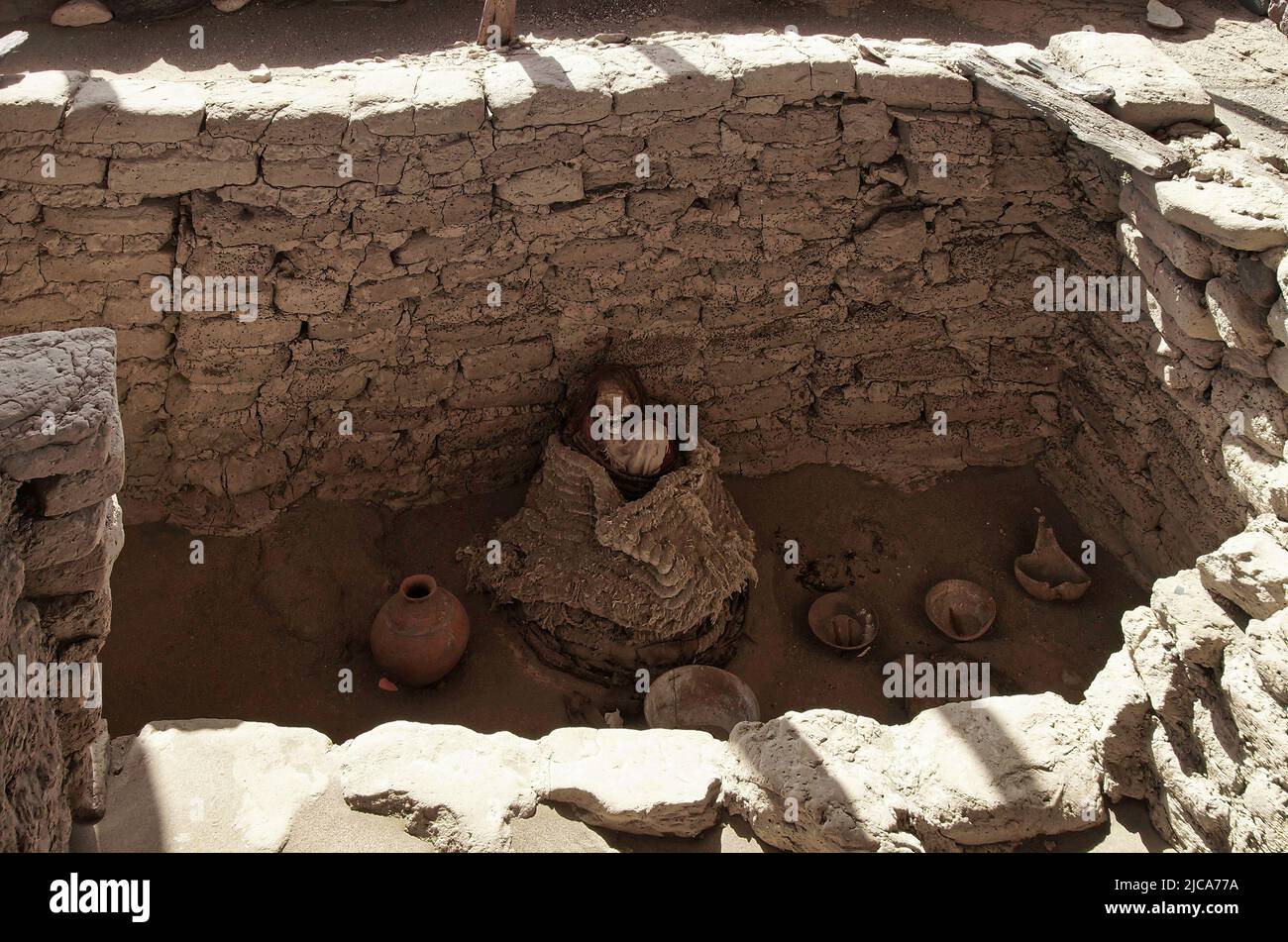The Chauchilla Cemetery near Nazca (Peru) with its dozens of tombs ...