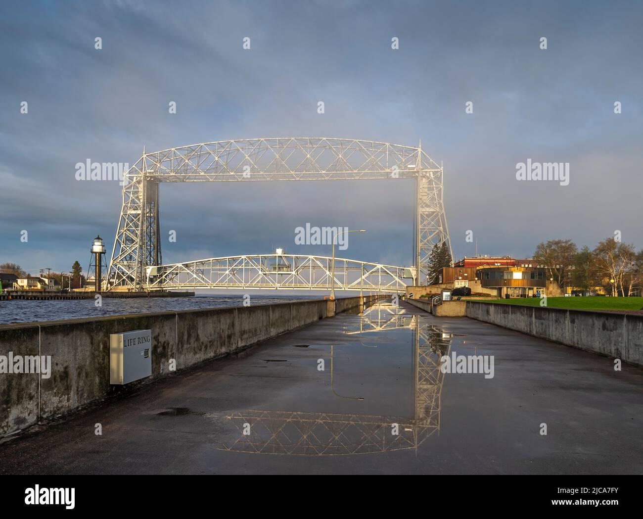 Aerial Lift Bridge in Canal Park following a rain shower Stock Photo ...