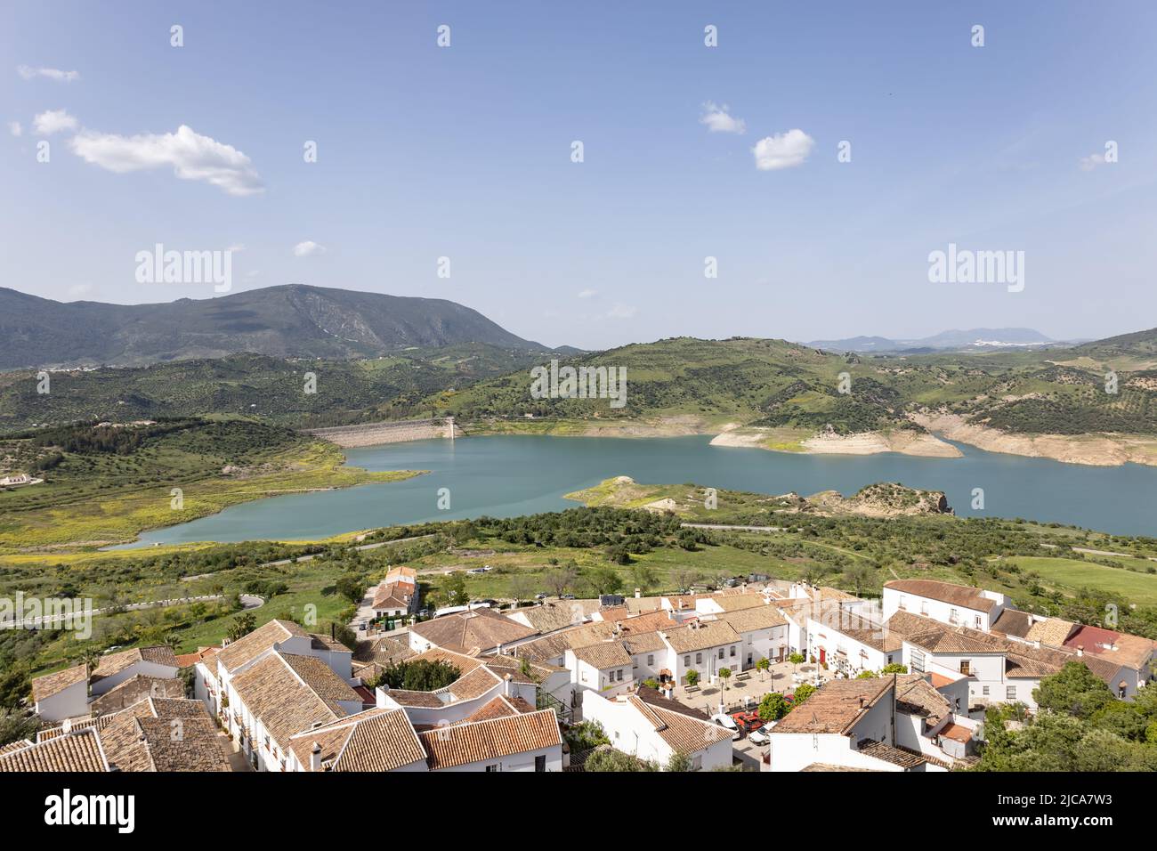 Panoramic view of Sierra de Grazalema (Grazalema Mountains) with Zahara ...
