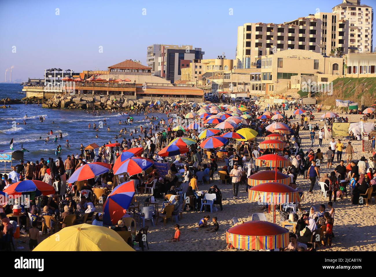 Gaza City. Palestine. 10th June 2022. Hundreds of Palestinian people ...
