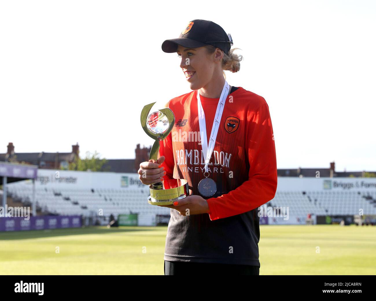 Southern Vipers’ Georgia Adams poses with her sides trophy after ...
