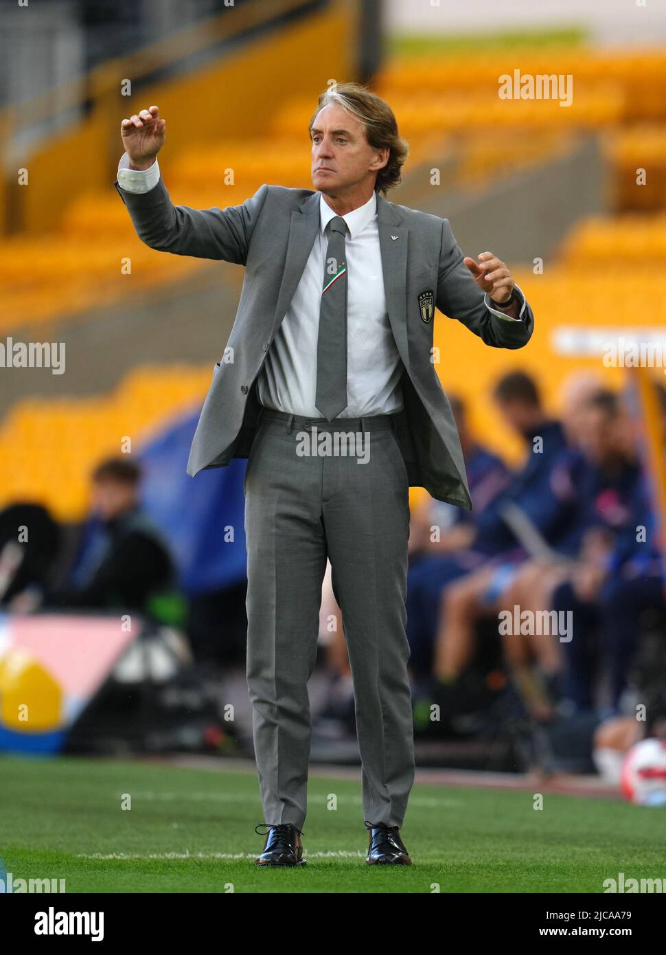 Italy manager Roberto Mancini on the touchline during the UEFA Nations ...