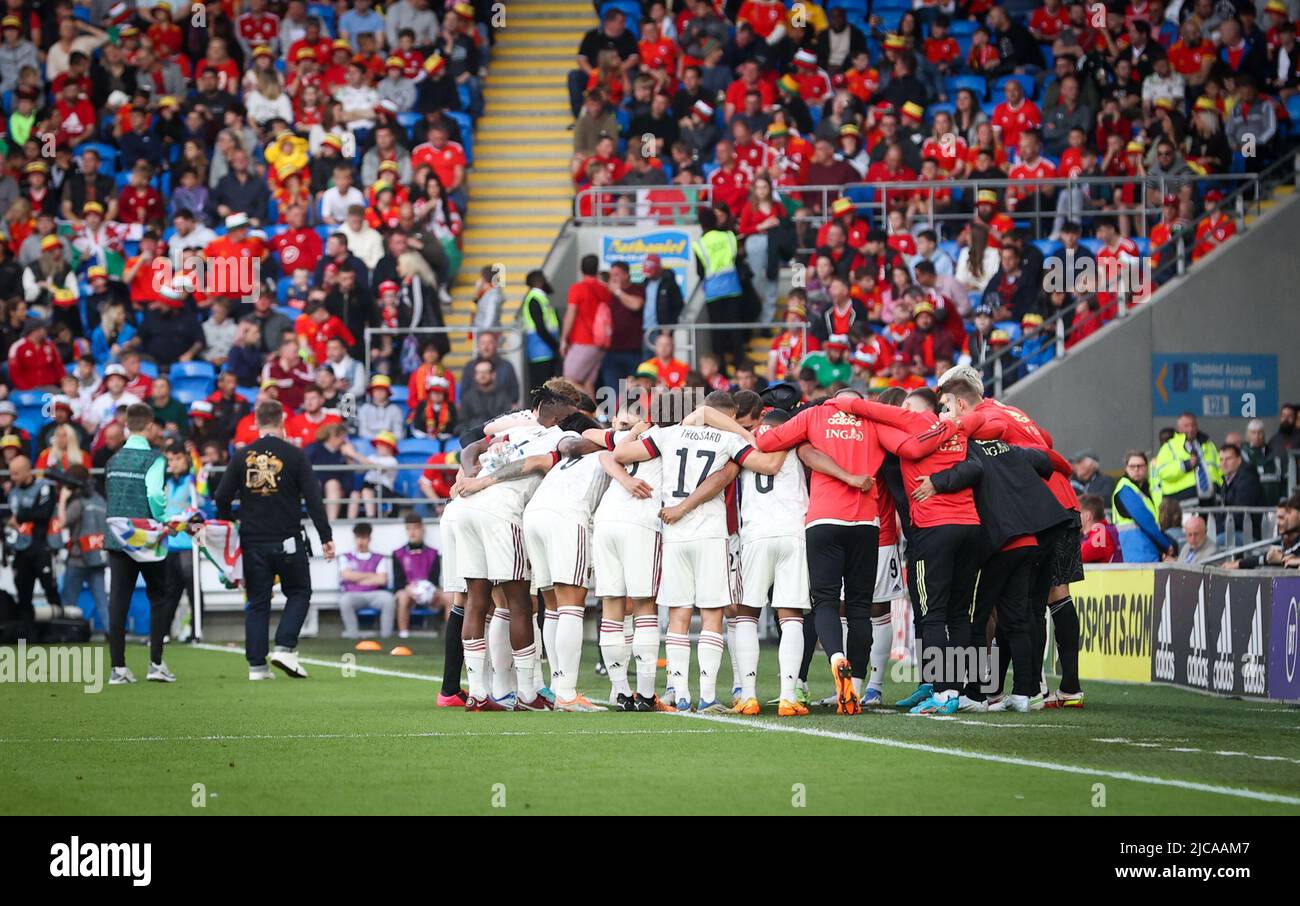 Cardiff, UK. 11th June, 2022. Red Devils' players pictured ahead of a ...