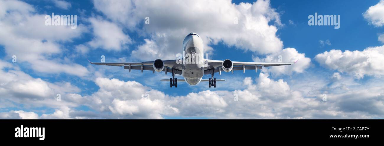 Airplane is flying above the clouds at sunset in summer Stock Photo - Alamy