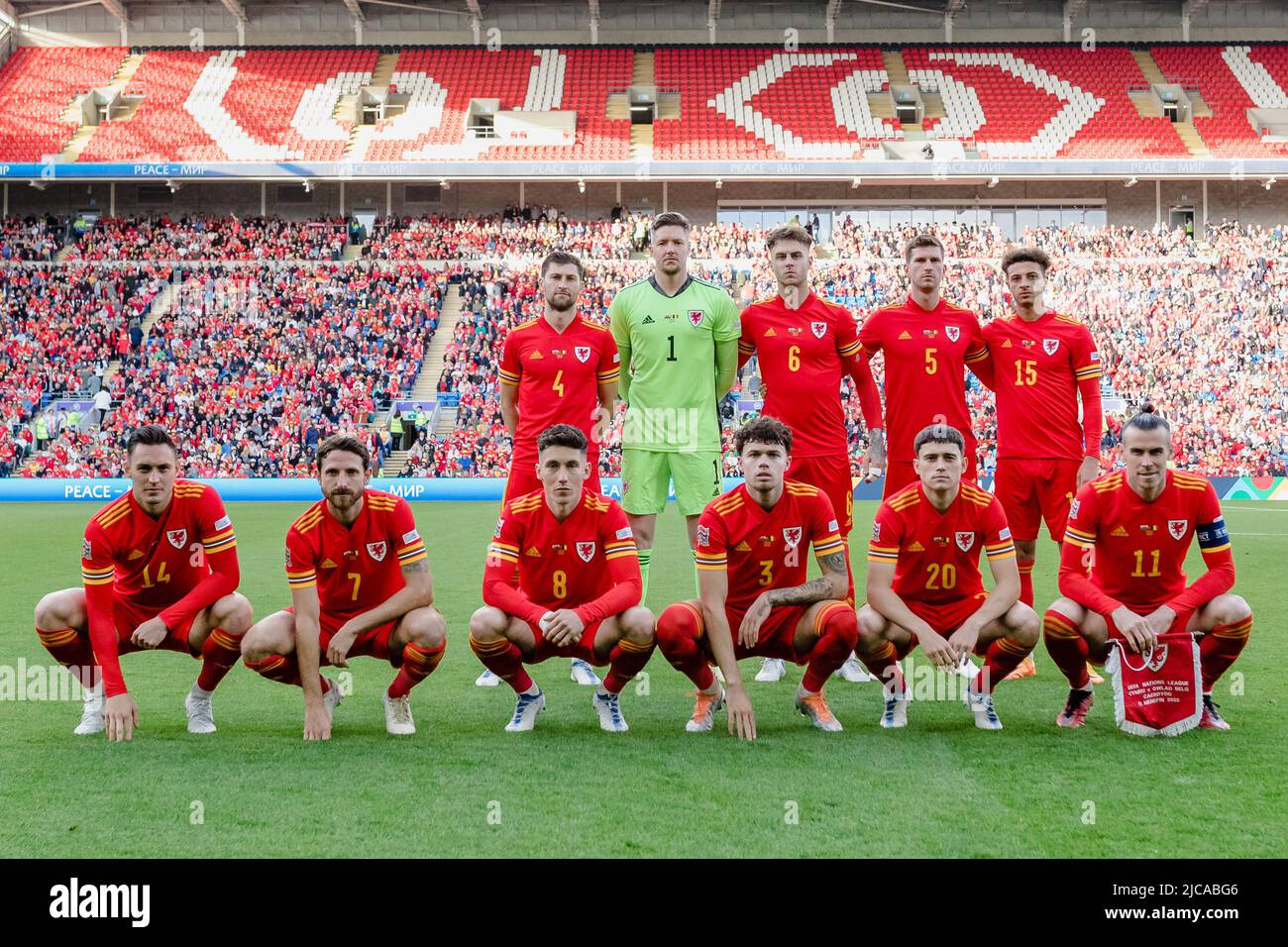 CARDIFF, WALES - 11 JUNE 2022: Wales team photo Connor Roberts, Joe ...