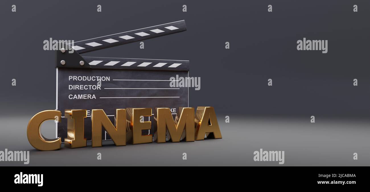 CINEMA and Movie clapper. Filmmaking, video production. Film scene ...