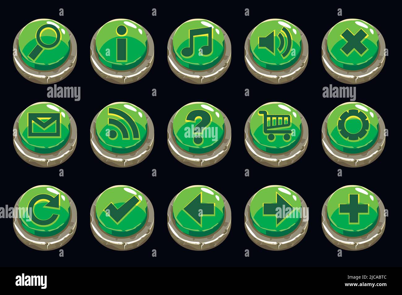 Cartoon Circle green stone buttons Stock Vector Image & Art - Alamy