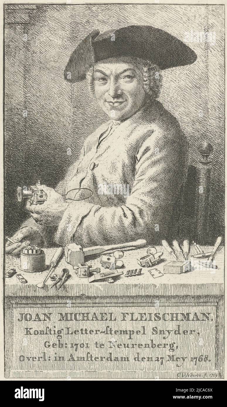 Portrait of Joan Michal Fleischman, type cutter at Johannes Ensched ...