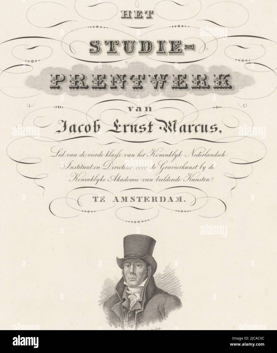 Portrait of the draughtsman and engraver Jacob Ernst Marcus with top ...