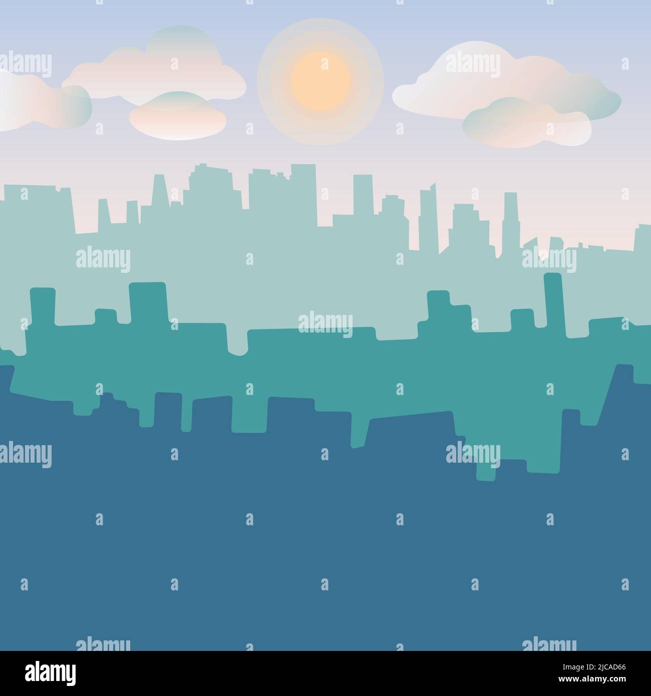 City landscape at dawn. Color vector cool illustration Stock Vector ...