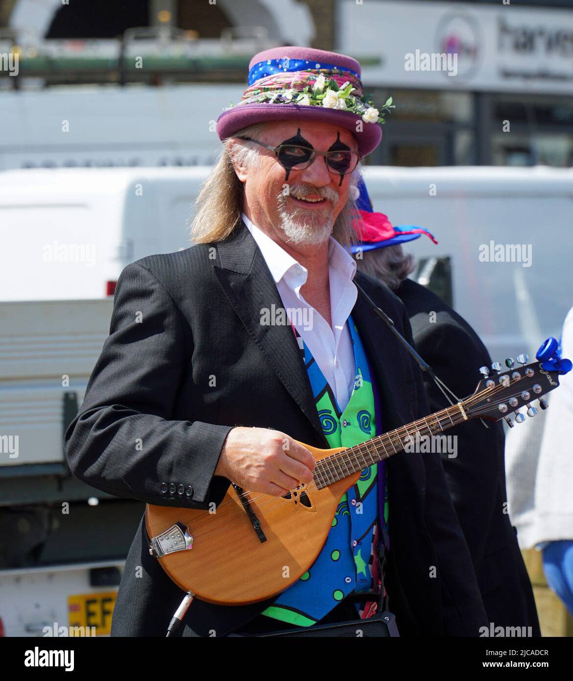 Morris Dance Group Musician in costume with Mandolin Stock Photo - Alamy
