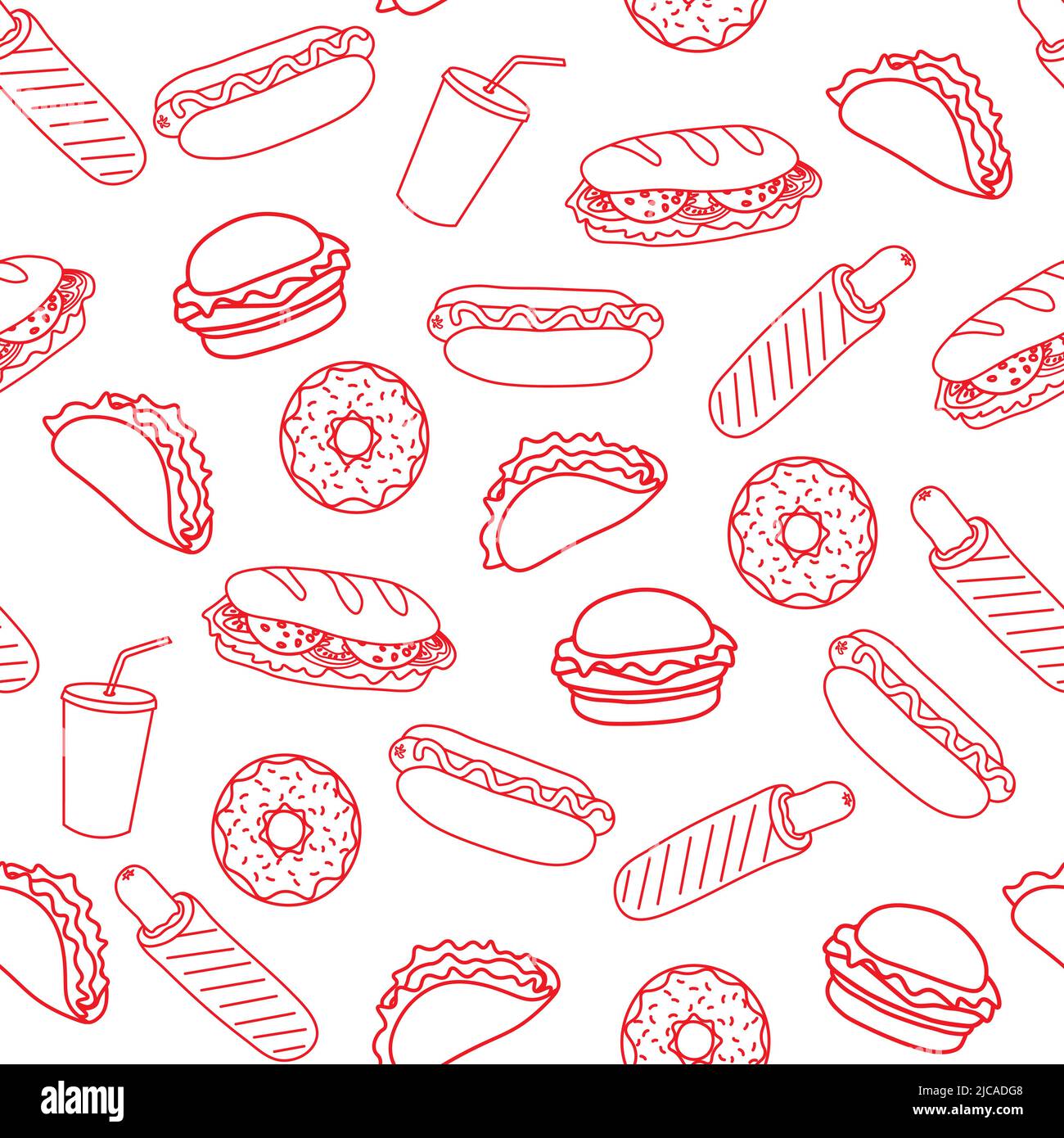 Trendy vector Fast Food pattern for cafe Stock Vector Image & Art - Alamy