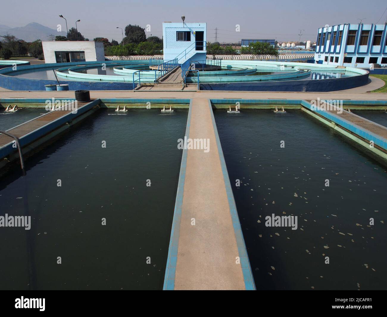 Chlorination pools of the Atarjea drinking water plant on the Rimac ...