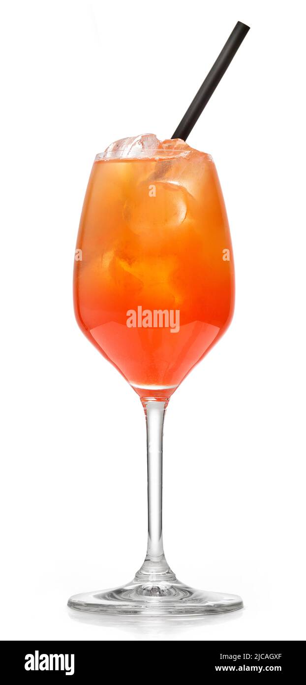 glass of orange aperol spritz cocktail isolated on white background ...