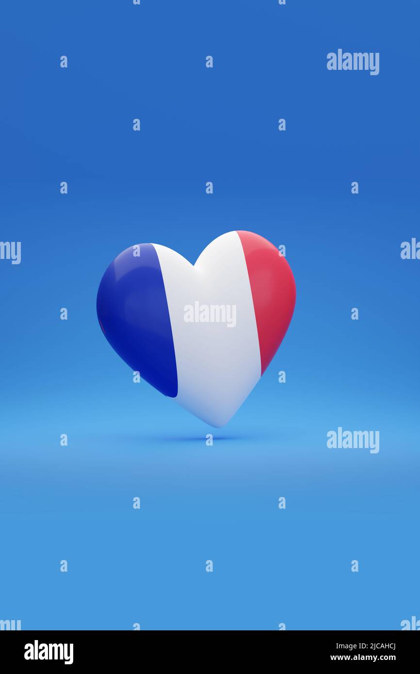 Heart with the colors of flag France. 3d illustration Stock Photo - Alamy