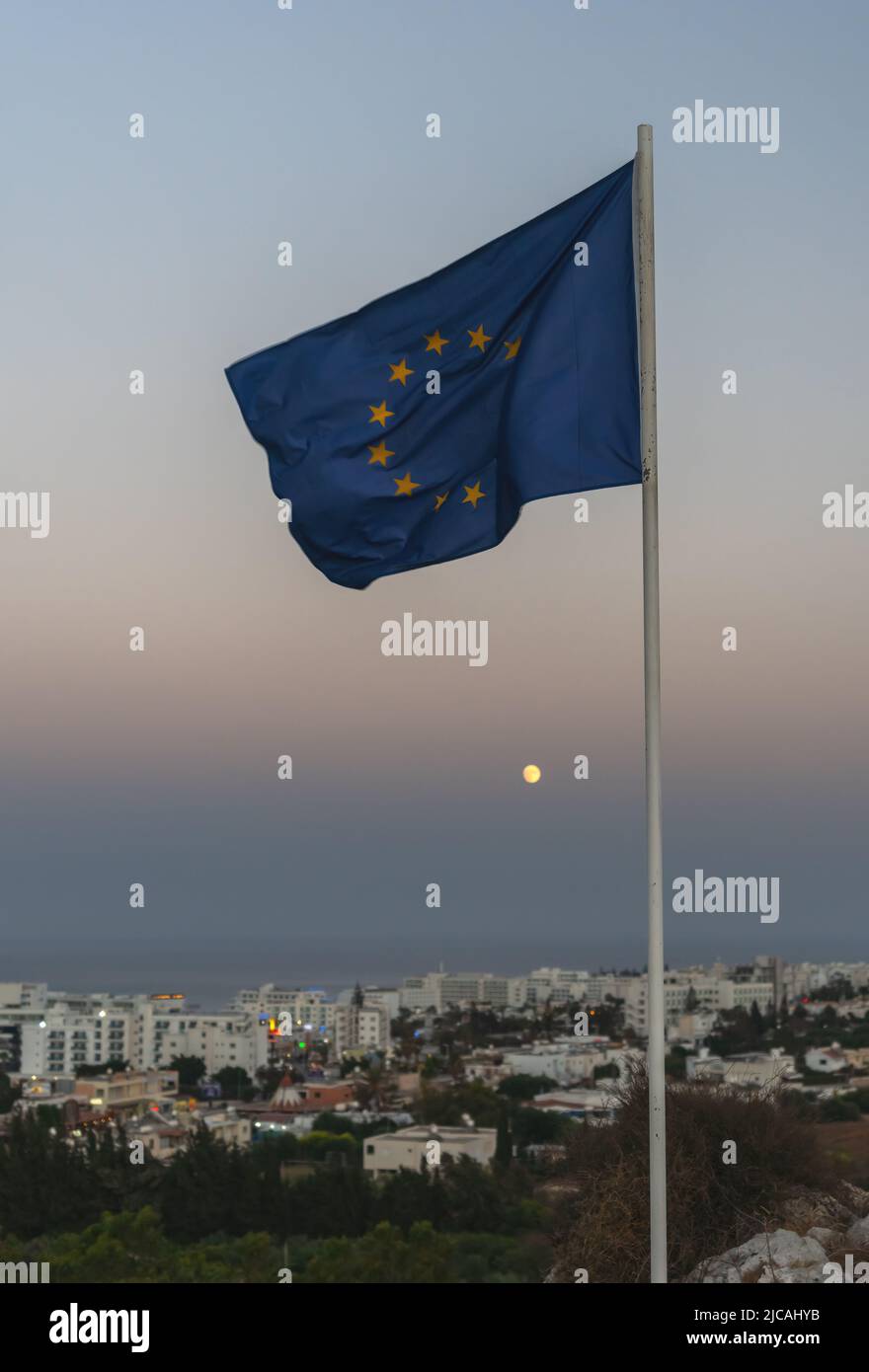 Blue sky background with cyprus flag hi-res stock photography and ...