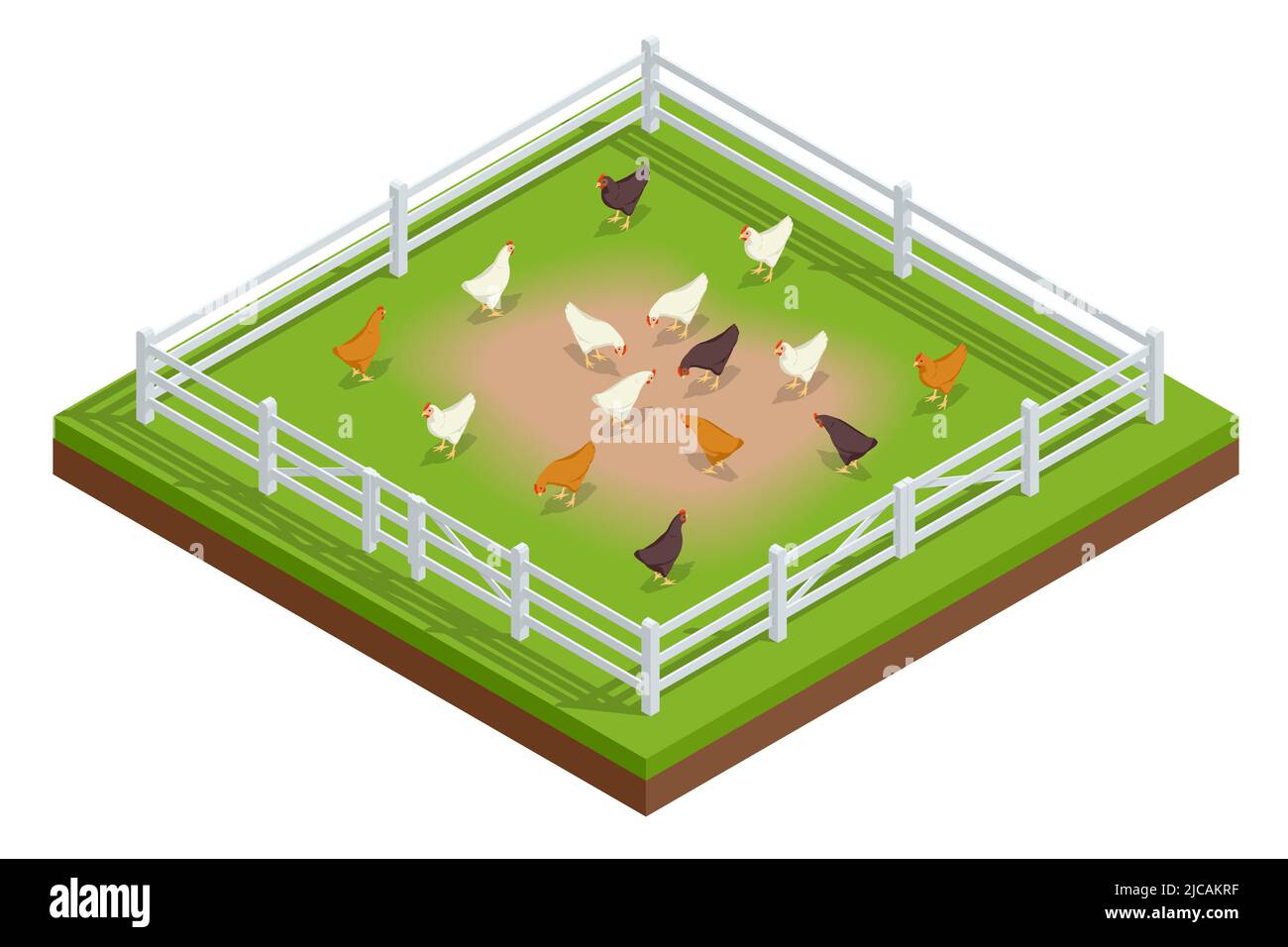 Free range chicken farm house field Stock Vector Images - Alamy