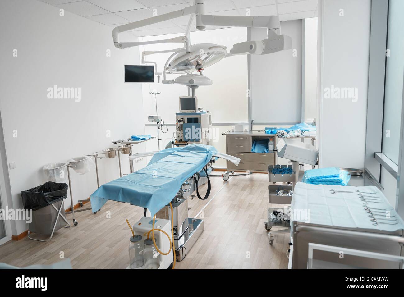 Interior of operation room with different medical equipment ready for ...