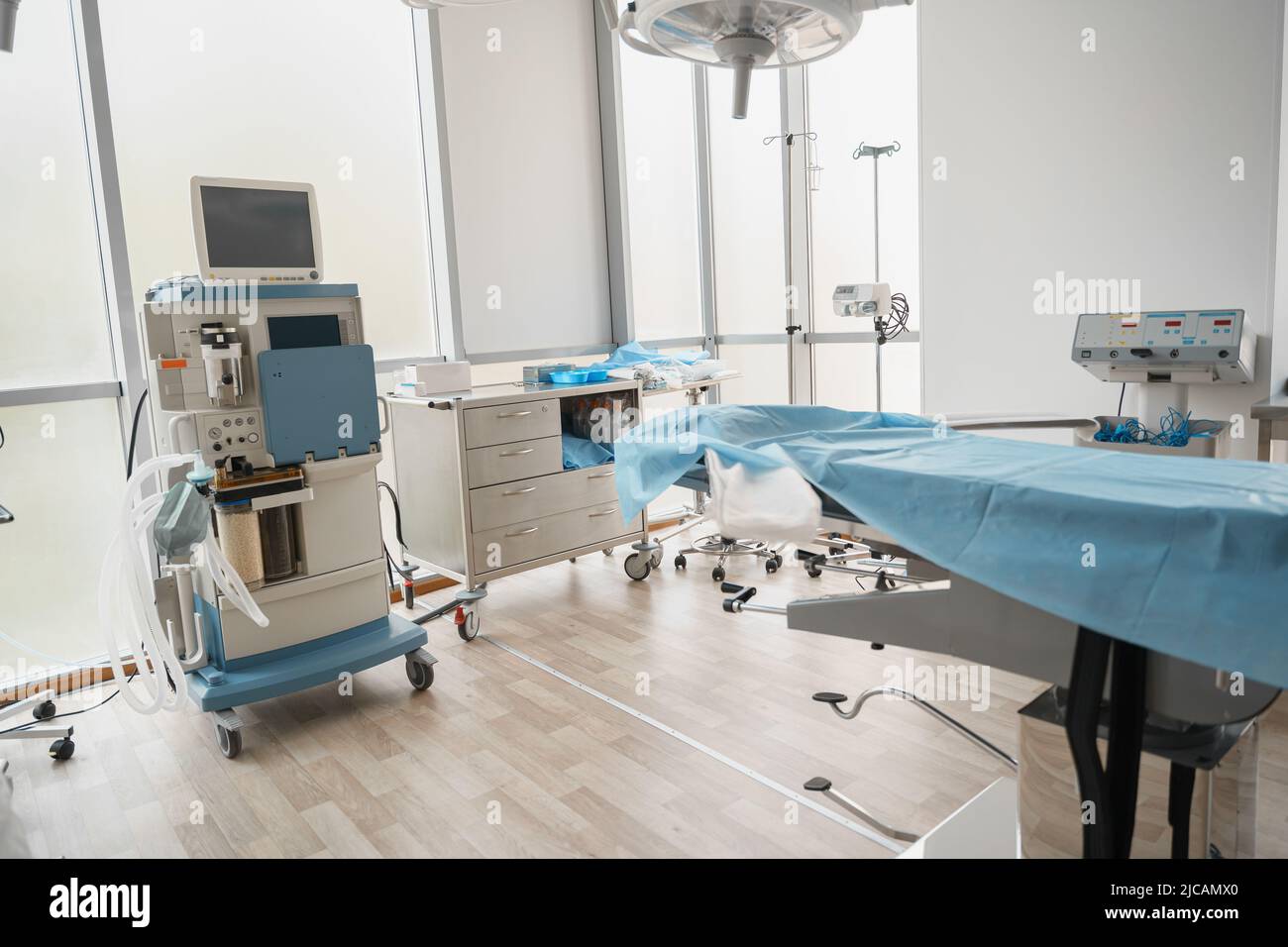 Interior of operation room with different medical equipment ready for ...