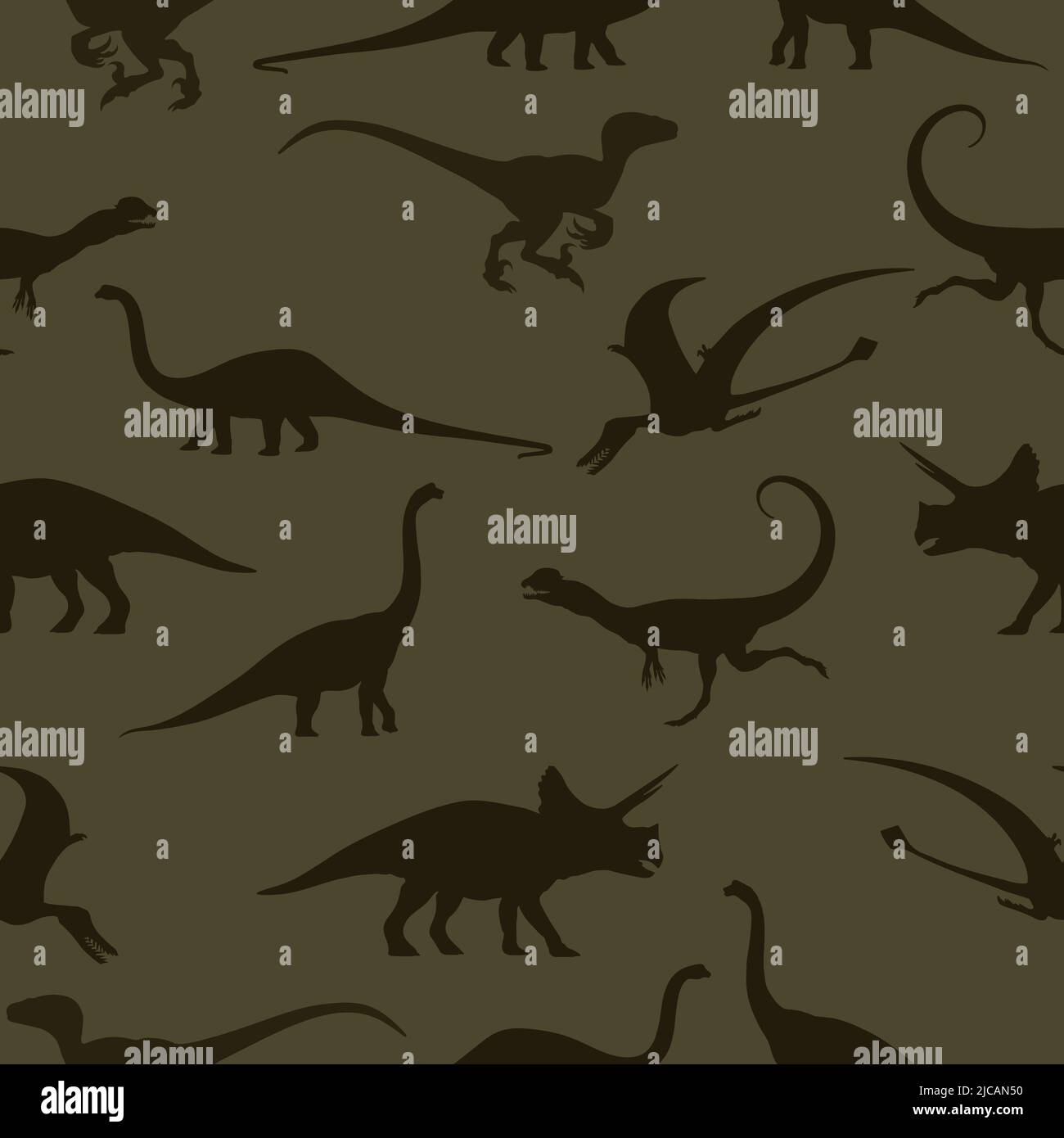 Dinosaurs. Hand-drawn seamless pattern with dinosaurs. For children's ...