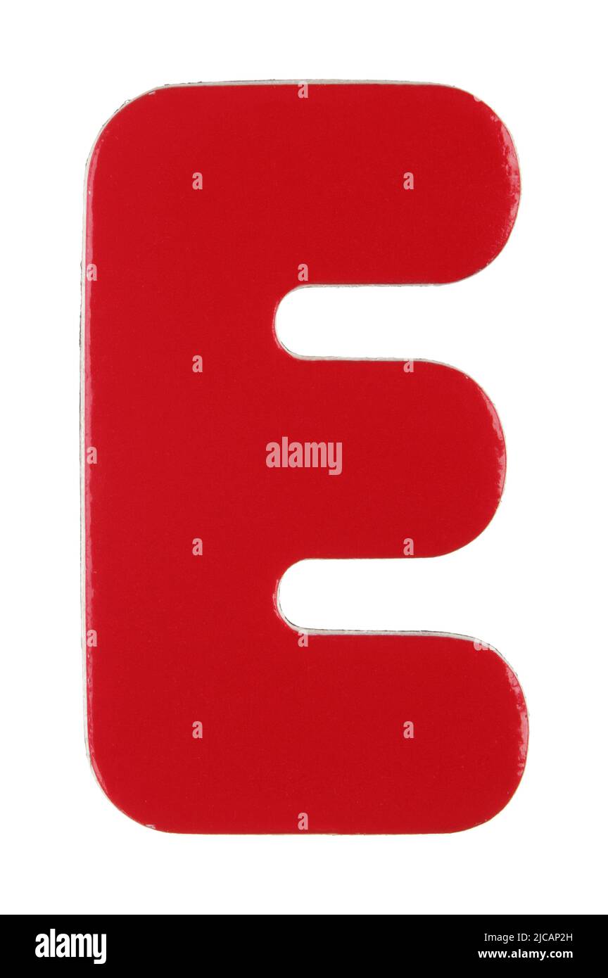 Upper case E magnetic letter on white with clipping path Stock Photo ...
