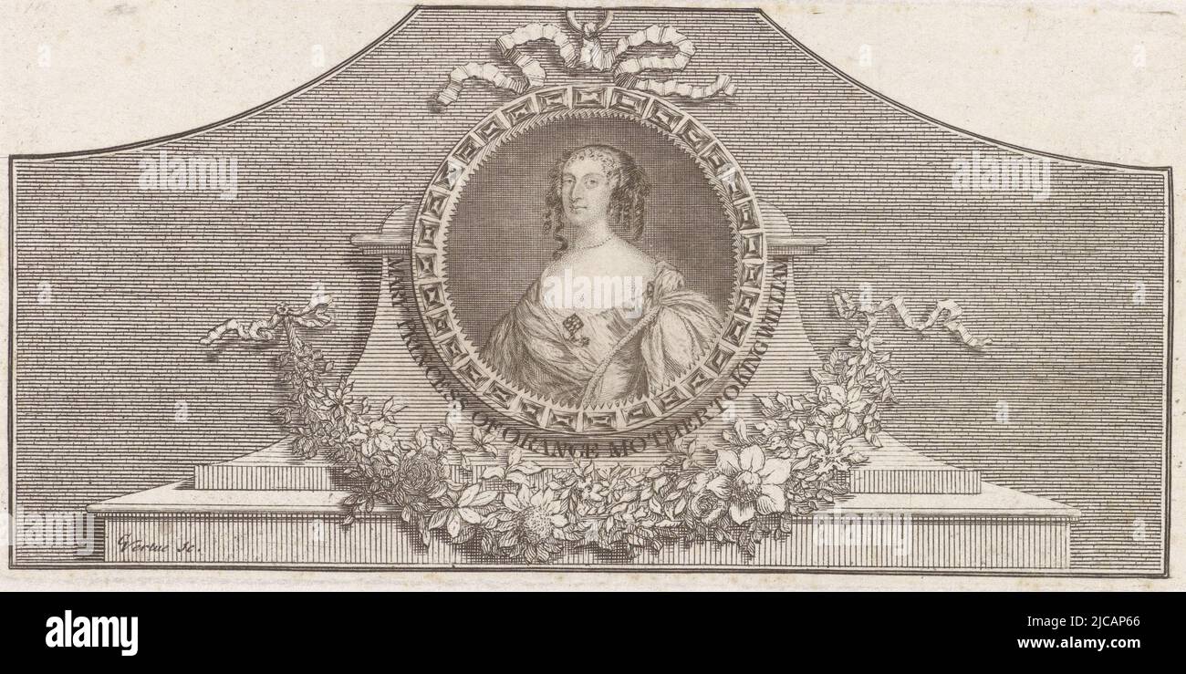 Portrait of Maria Henrietta in a circle with border lettering Entirely ...