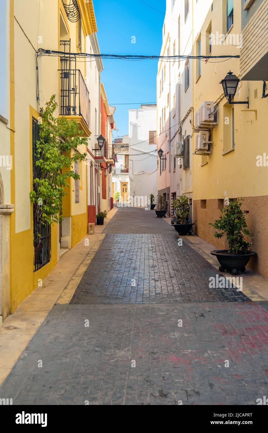 View of colorful buildings and narrow streets, architecture in the ...