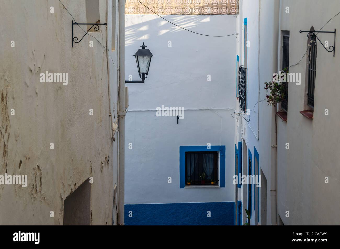 View of colorful buildings and narrow streets, architecture in the ...
