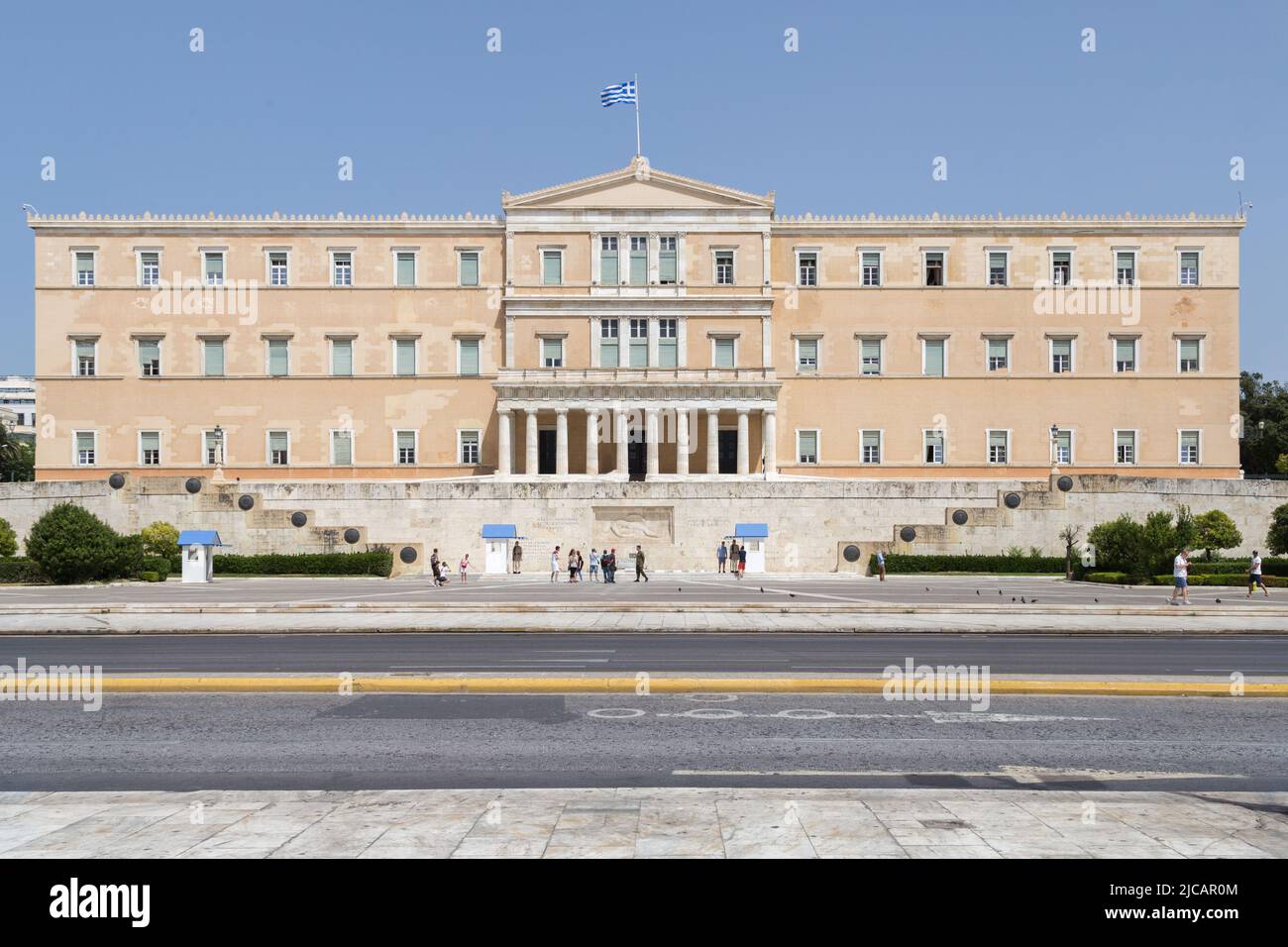 View of the Hellenic Parliament Building from across the Monument to ...