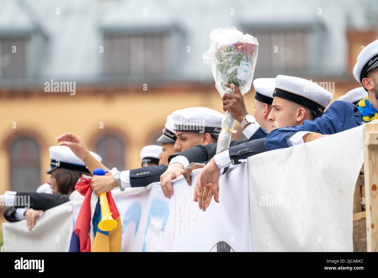 Graduation day from gymnasium in the city centre of Norrkoping ...