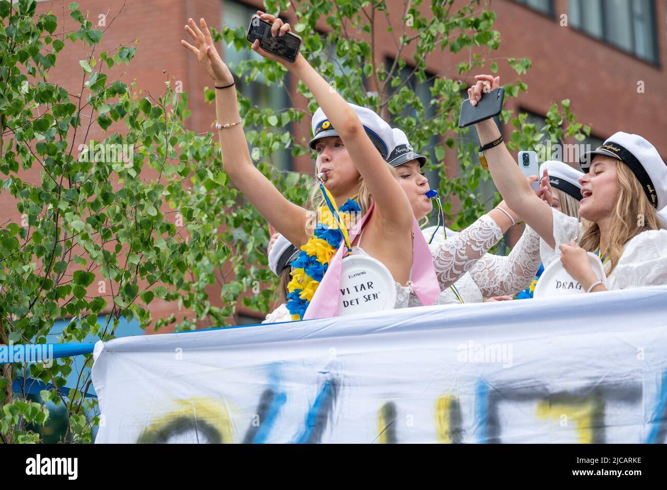 Graduation day from gymnasium in the city centre of Norrkoping ...