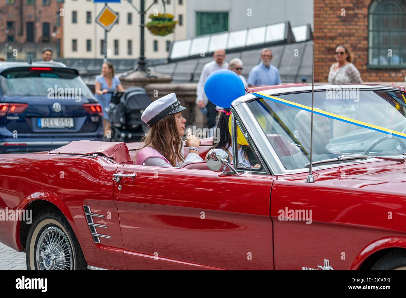 Graduation day from gymnasium in the city centre of Norrkoping ...