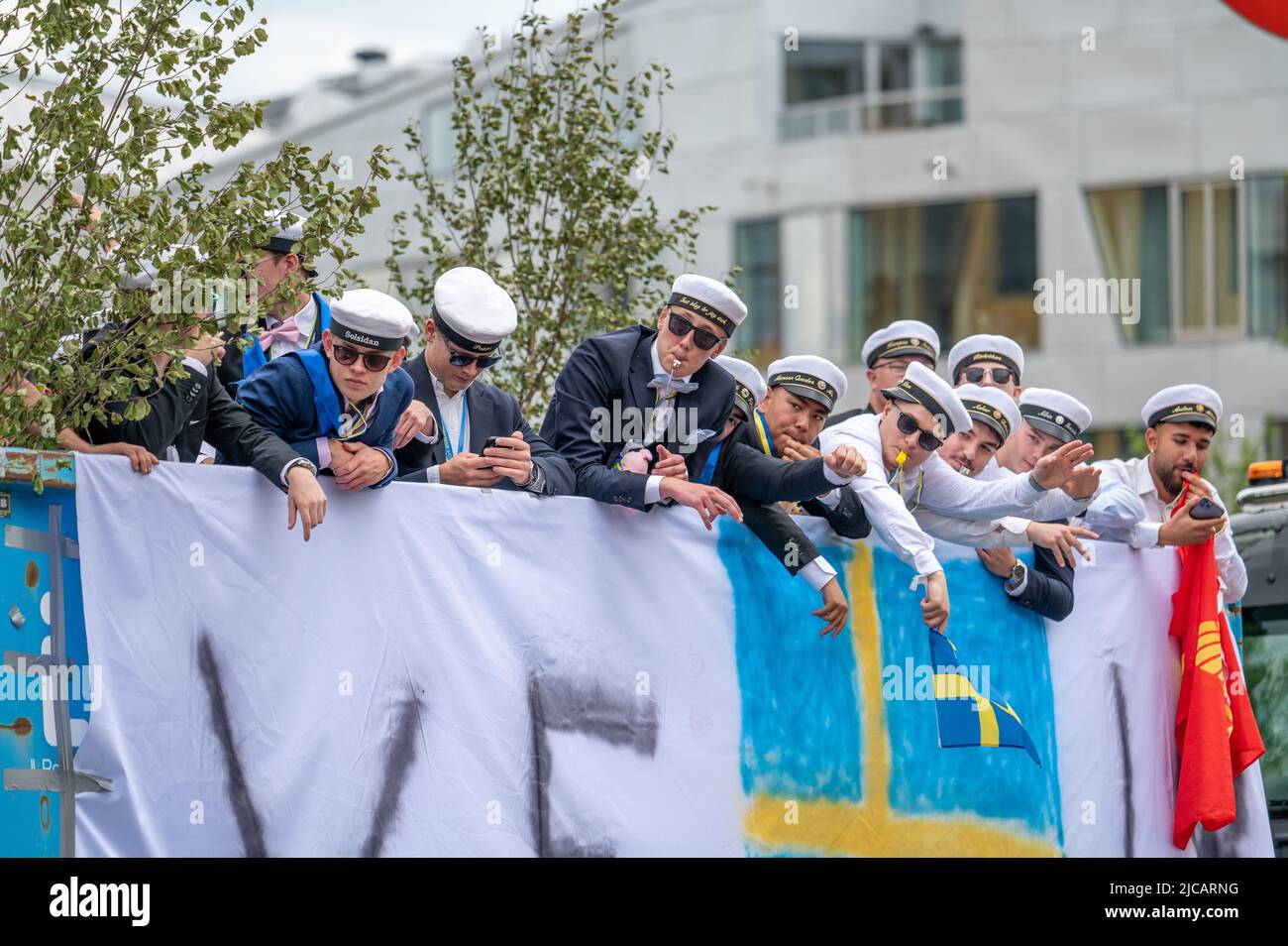 Graduation day from gymnasium in the city centre of Norrkoping ...