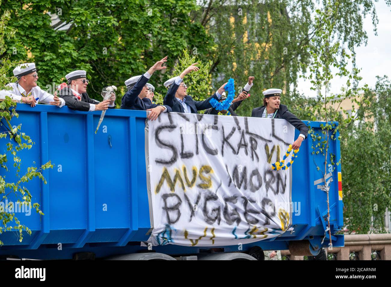 Graduation day from gymnasium in the city centre of Norrkoping ...