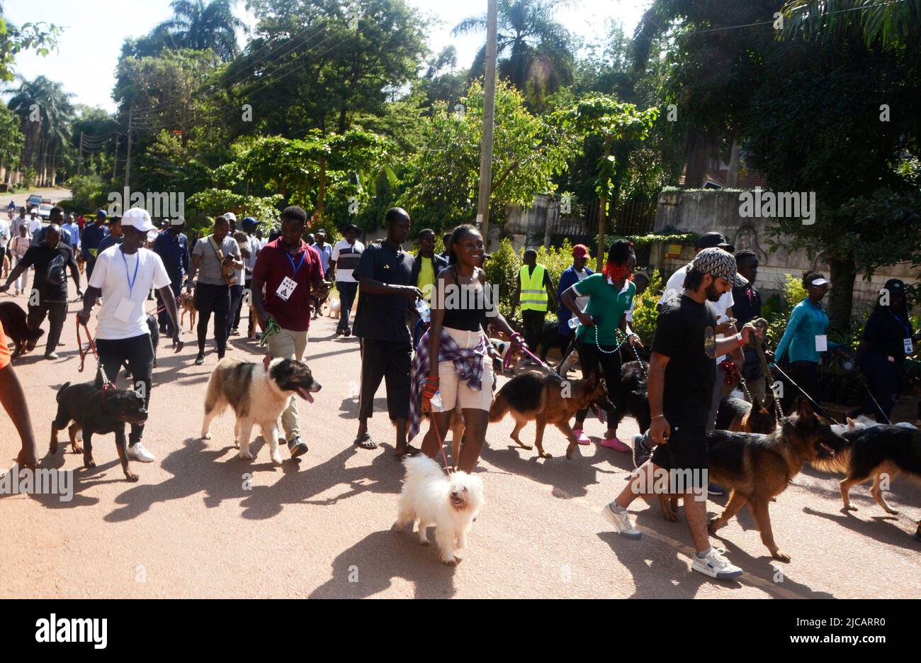 Kampala, Uganda. 11th June, 2022. People participate in a dog walk ...