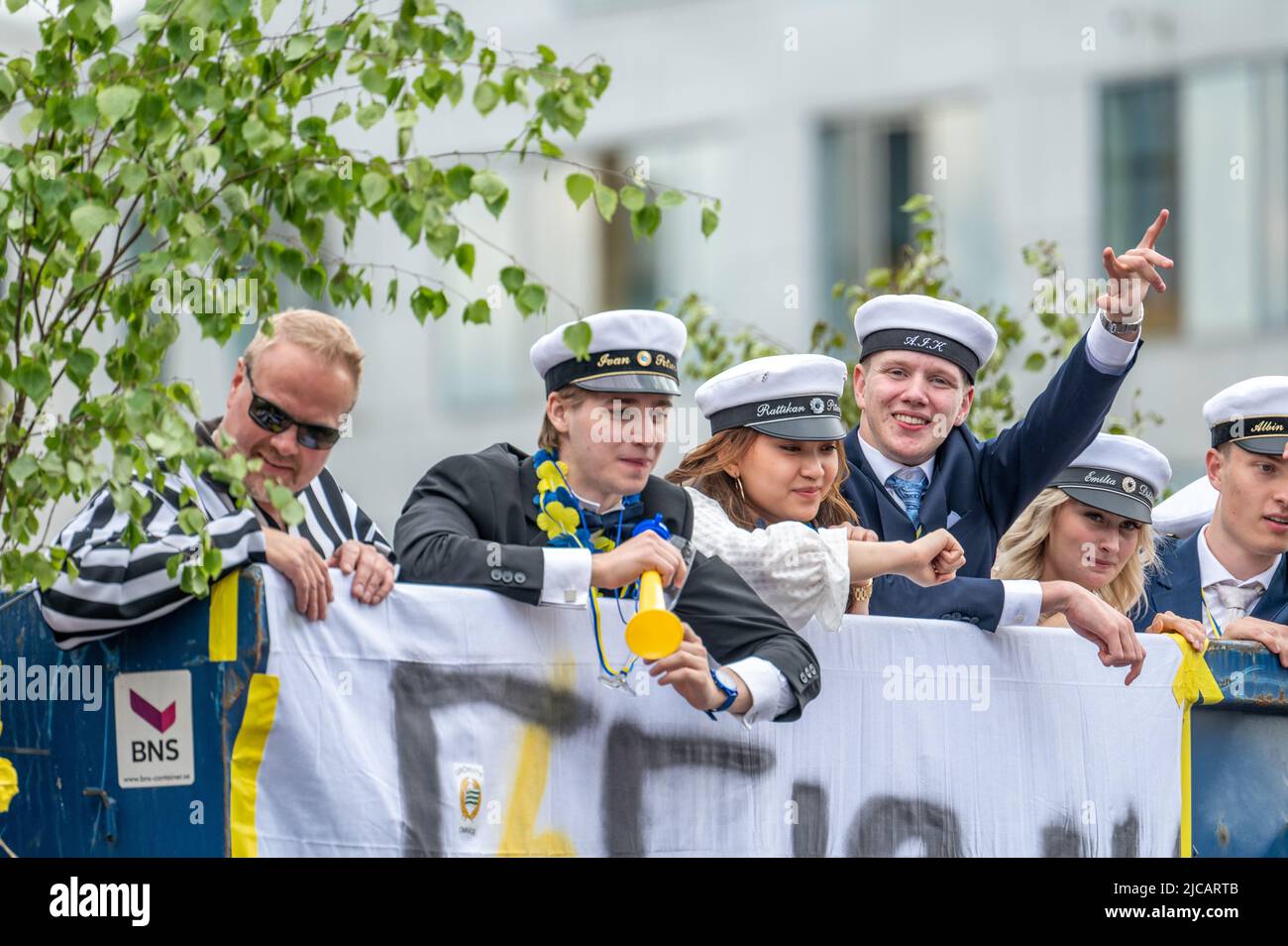 Graduation day from gymnasium in the city centre of Norrkoping ...