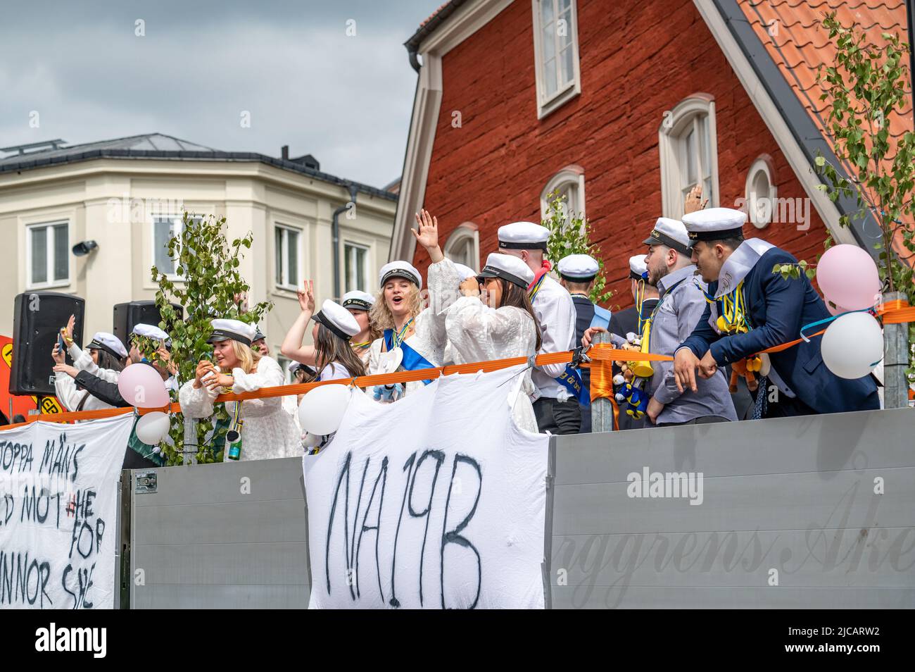 Graduation day from gymnasium in the city centre of Norrkoping ...