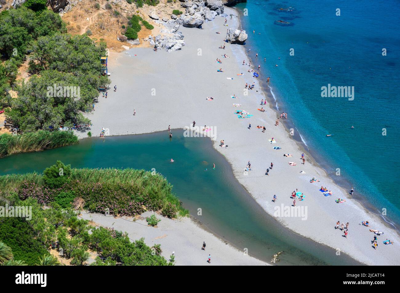 Preveli Beach - famous for the beautiful river with azure clear water ...