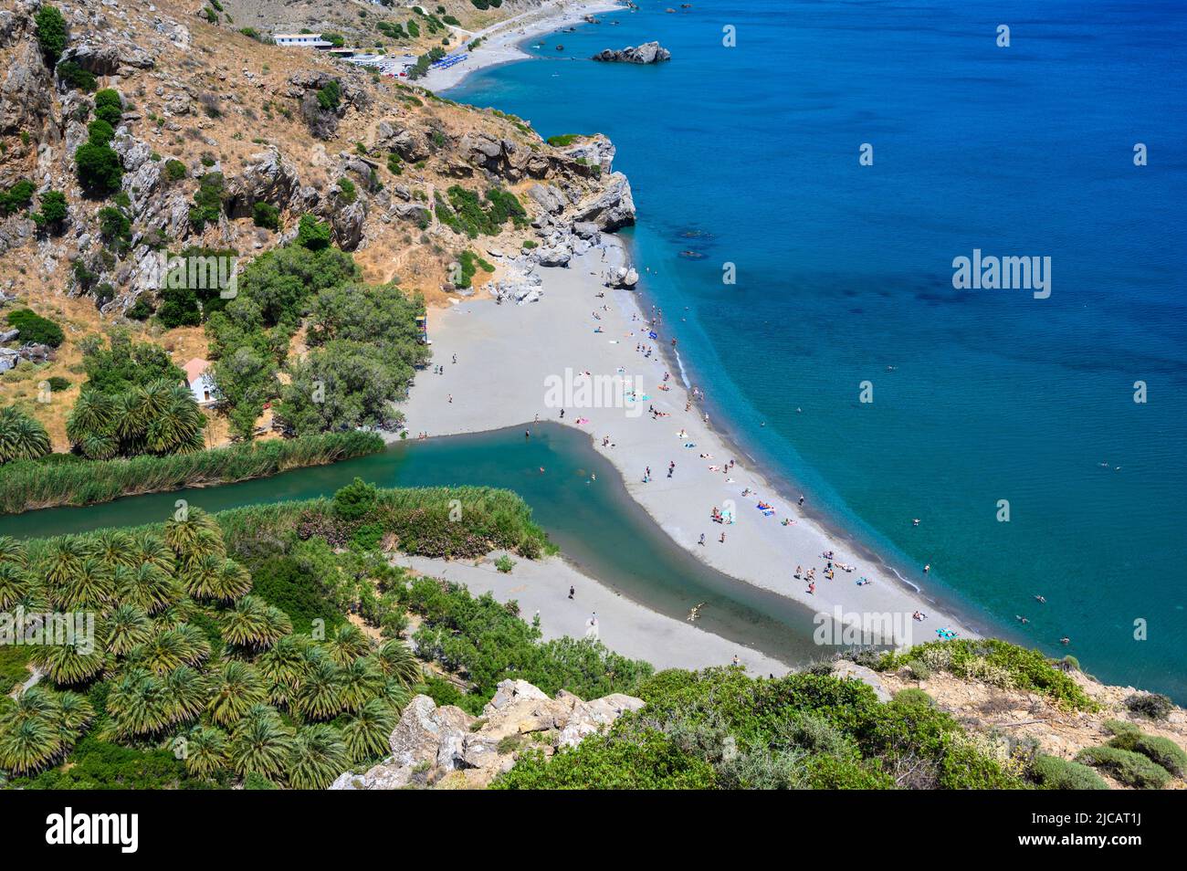 Preveli Beach - famous for the beautiful river with azure clear water ...