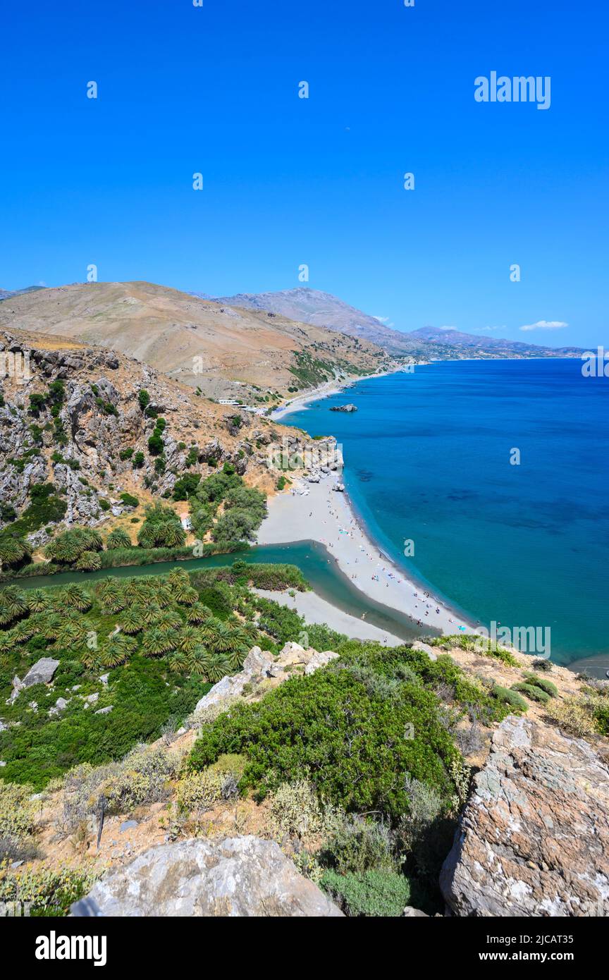 Preveli Beach - famous for the beautiful river with azure clear water ...