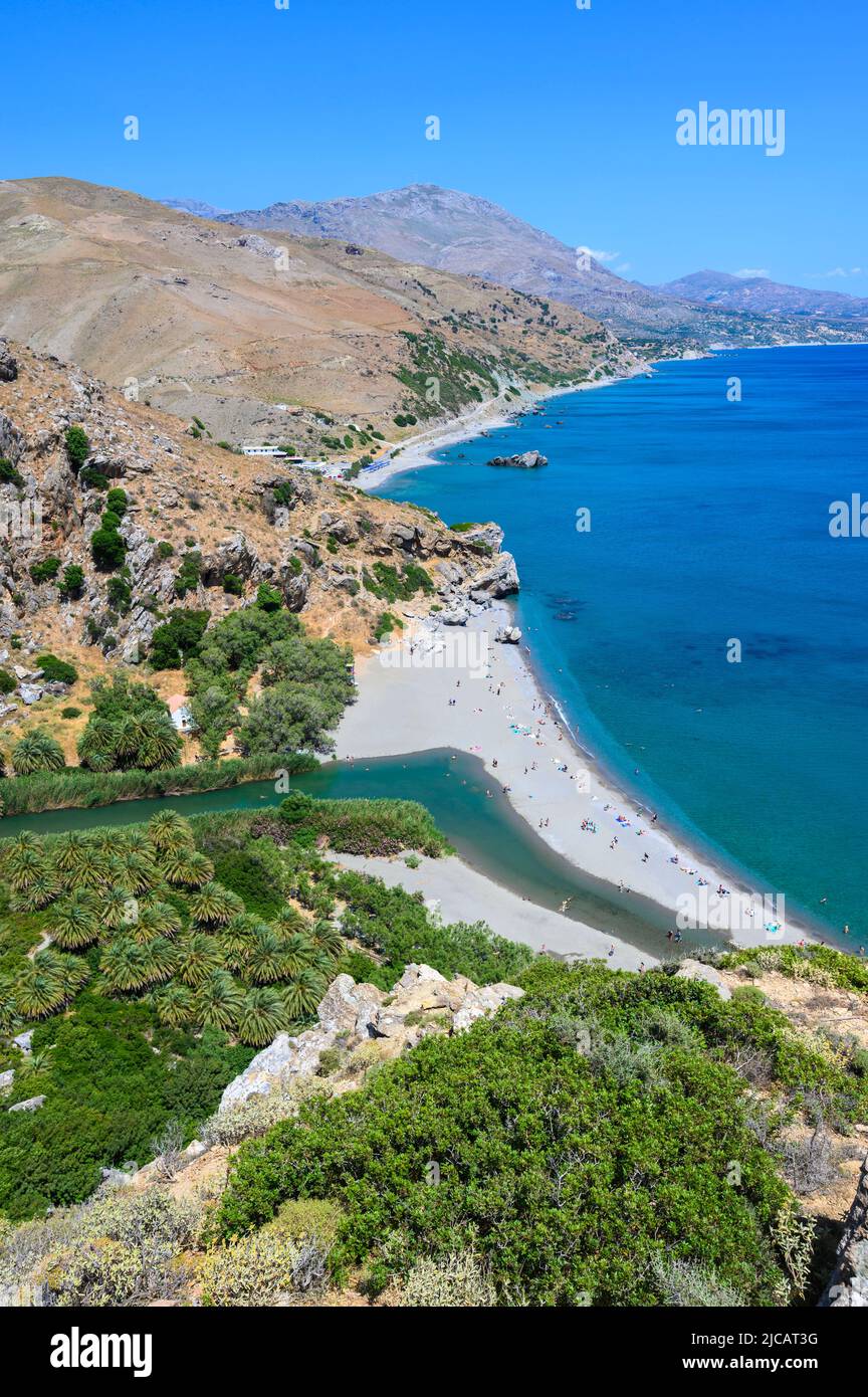 Preveli Beach - famous for the beautiful river with azure clear water ...