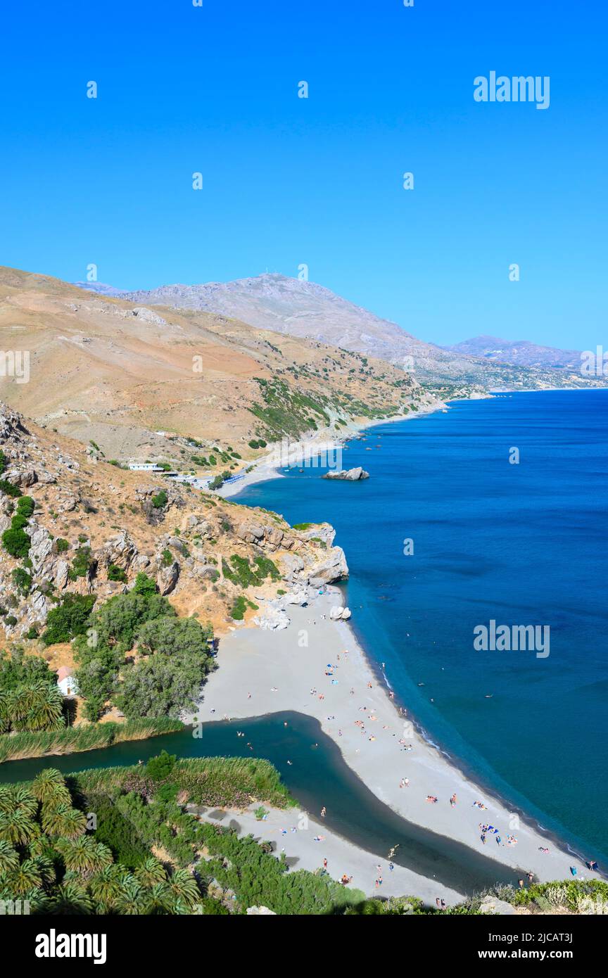 Preveli Beach - famous for the beautiful river with azure clear water ...