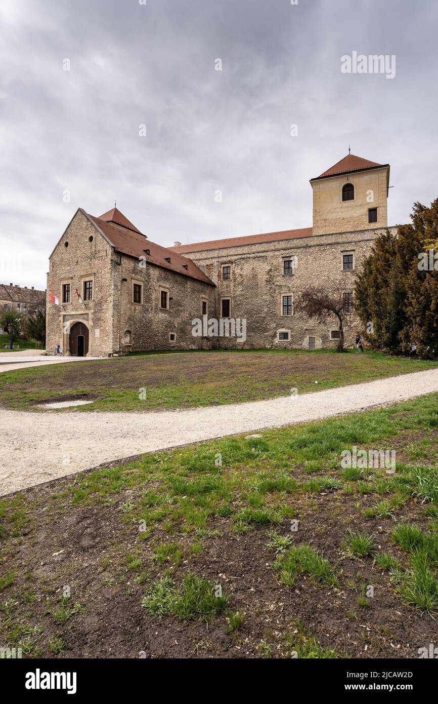 view of Varpalota Thury castle with cloudy sky Stock Photo - Alamy