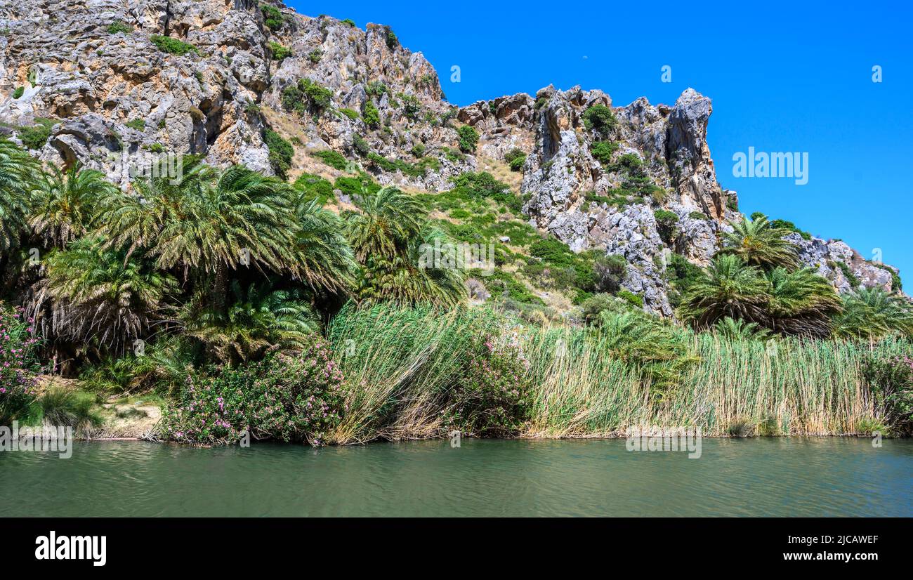 Preveli Beach - famous for the beautiful river with azure clear water ...