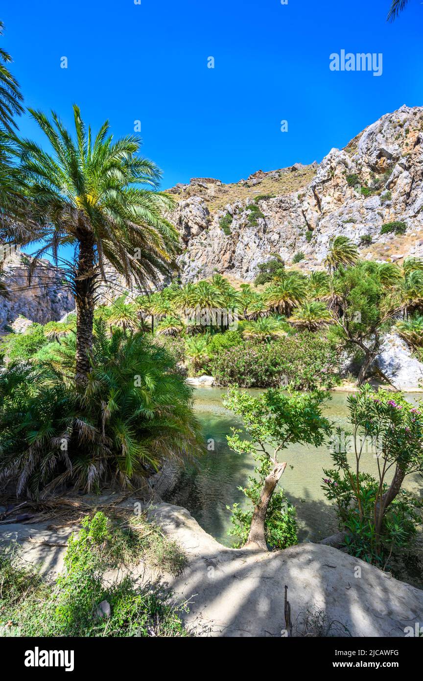 Preveli Beach - famous for the beautiful river with azure clear water ...