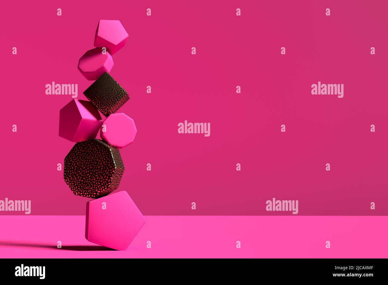 Abstract 3D render design ready template with minimalistic pink objects ...