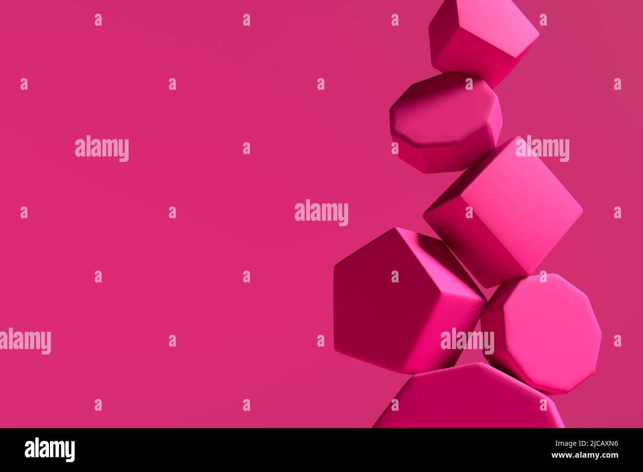 Abstract 3D render design ready template with minimalistic pink objects ...