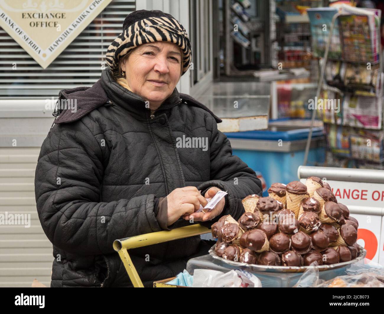 Picture of a candies and sweets seller at a market of Belgrade, Serbia ...