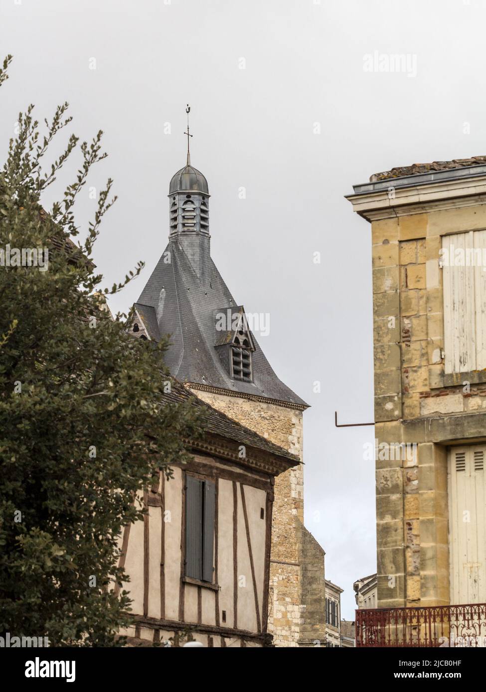 Picture of typical medieval buildings of a French village, bergerac, in ...